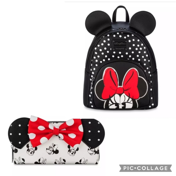 Disney | Bags | Mine Mouse Polka Dot Longefly Mini Backpack Wallet Set ...